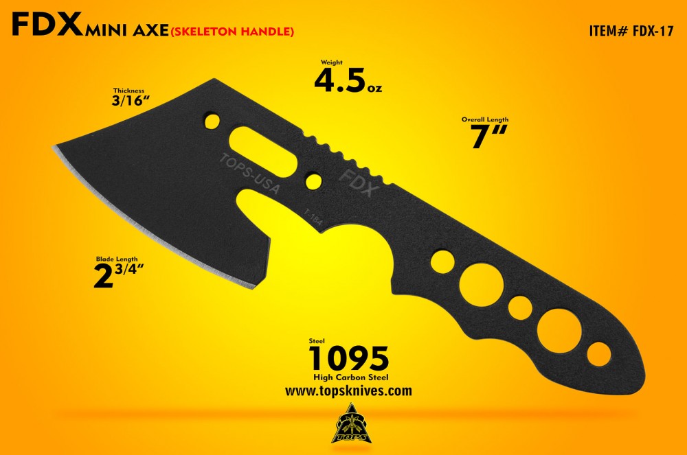FDX Mini Axe Skeleton Ax - TOPS Knives Tactical OPS USA