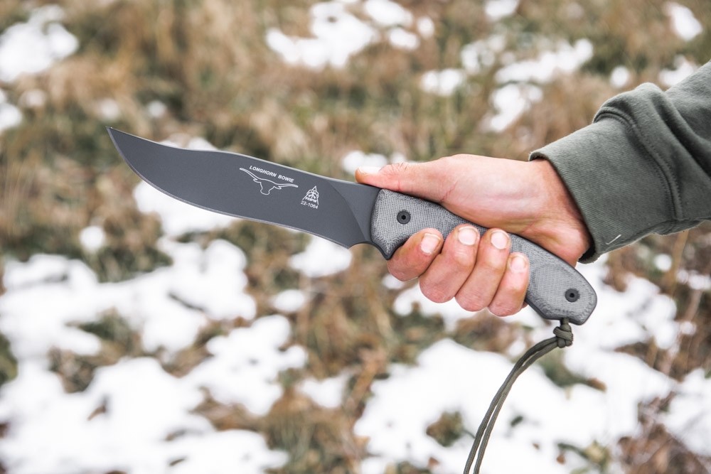 Longhorn Bowie Black River Wash Knife - TOPS Knives Tactical OPS USA