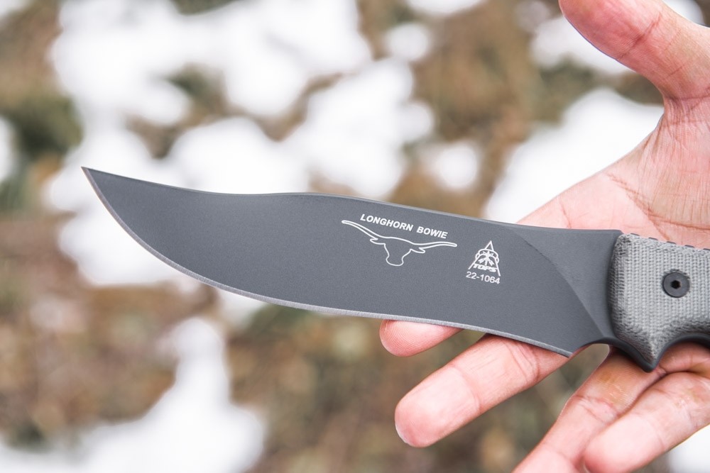 Longhorn Bowie Black River Wash Knife - TOPS Knives Tactical OPS USA
