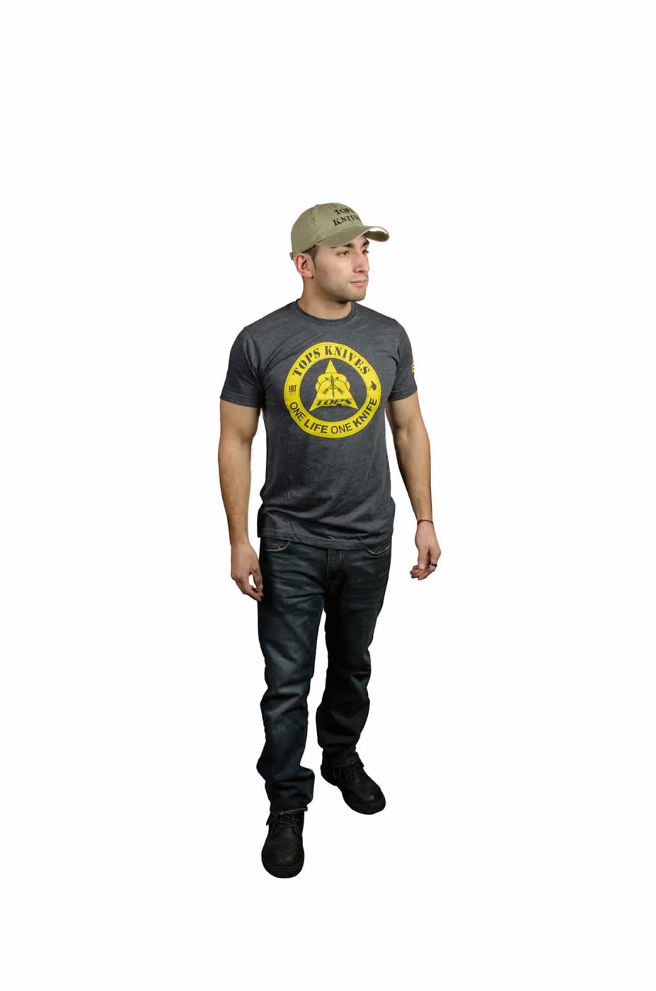 One Life Logo Tee Navy Heather Apparel - TOPS Knives Tactical OPS USA